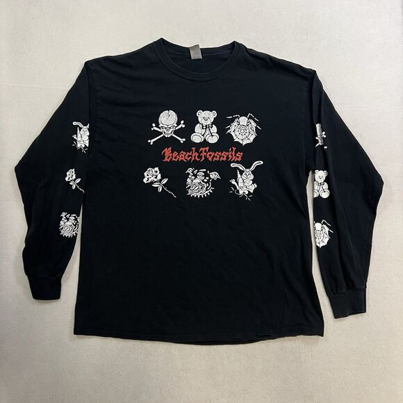Gildan | Shirts | Beach Fossils Band Shirt Mens Size Xl Black Goth Long ...